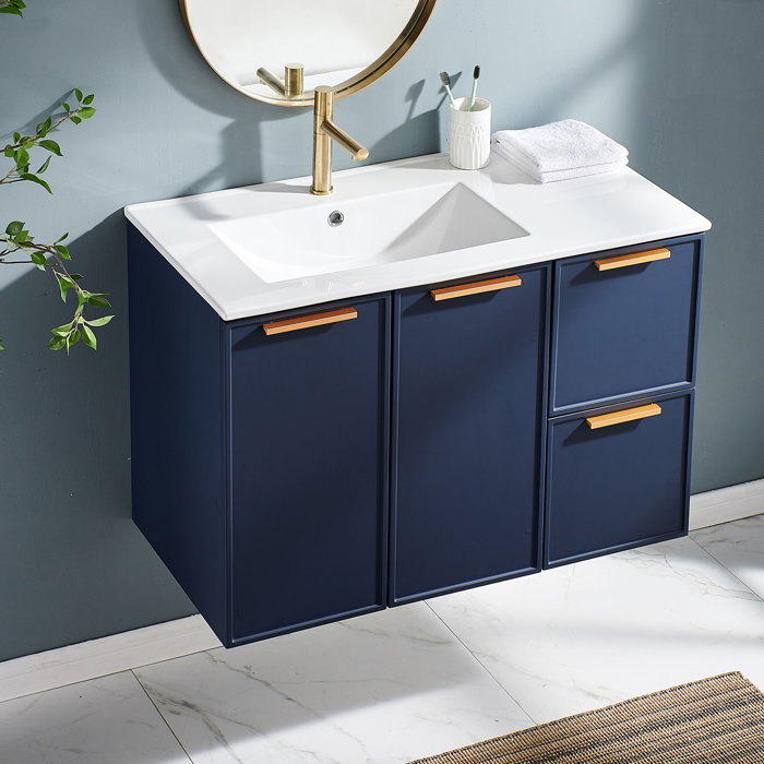 Winston Porter Haldun 36 Wall Mounted Single Bathroom Vanity With